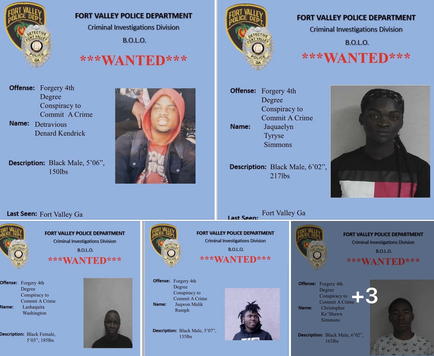 Individuals Wanted for Forgery and Conspiracy to Commit Crime - Macon ...